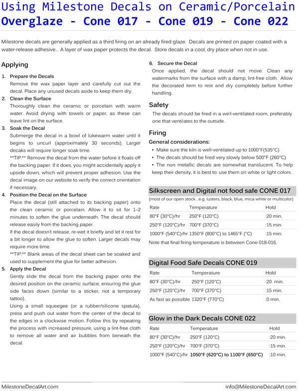 Firing Cone 017 Overglaze Decals – Milestone Decal Art